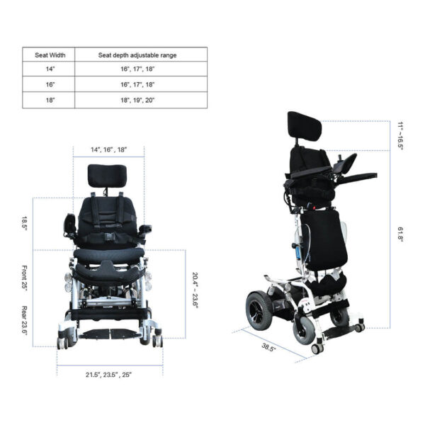 Phoenix - Power standing wheelchair with Recline, Stand & Sit function